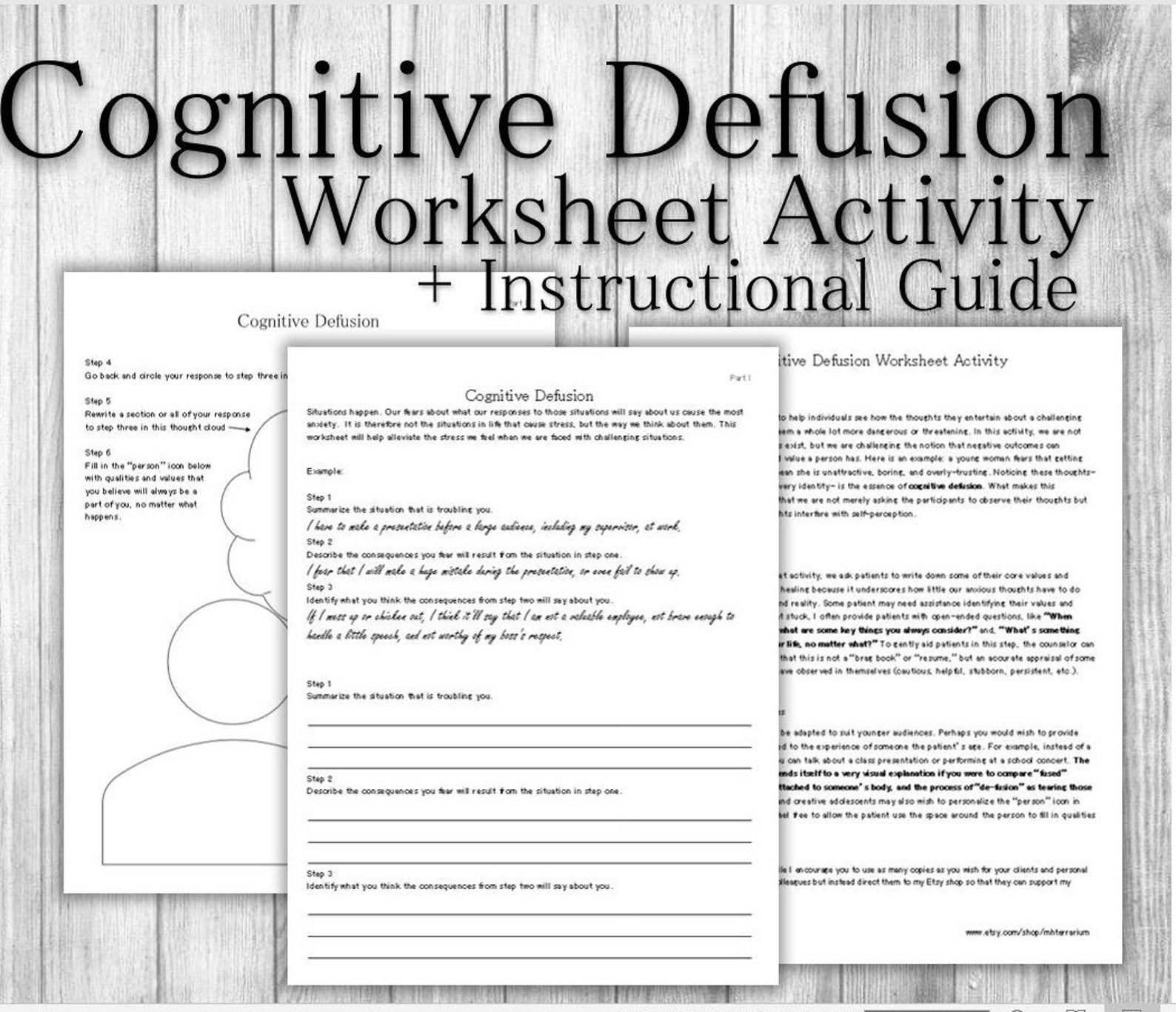 Acceptance and Commitment Therapy Worksheet With Instructions - Etsy