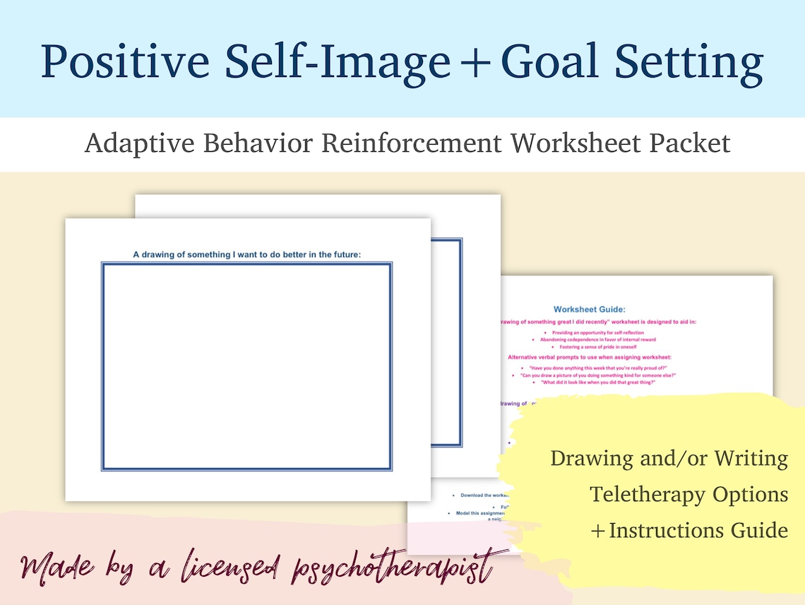 Therapy Drawing Worksheet + Guide With Teletherapy Options - Self ...