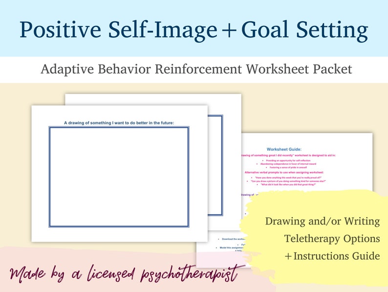 Therapy Drawing Worksheet + Guide With Teletherapy Options - Self ...