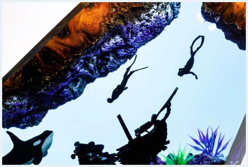 Orca Killer Whale and Diver Night Lights, Killer Whale Resin Lamp ...