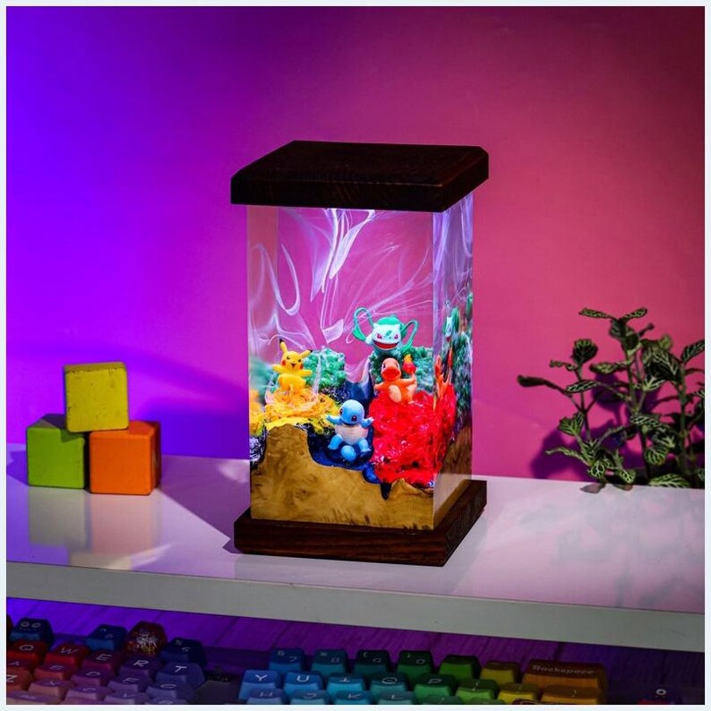 Poke.mon Starter Resin Lamp, Custom Pok.emon World Night Light ...