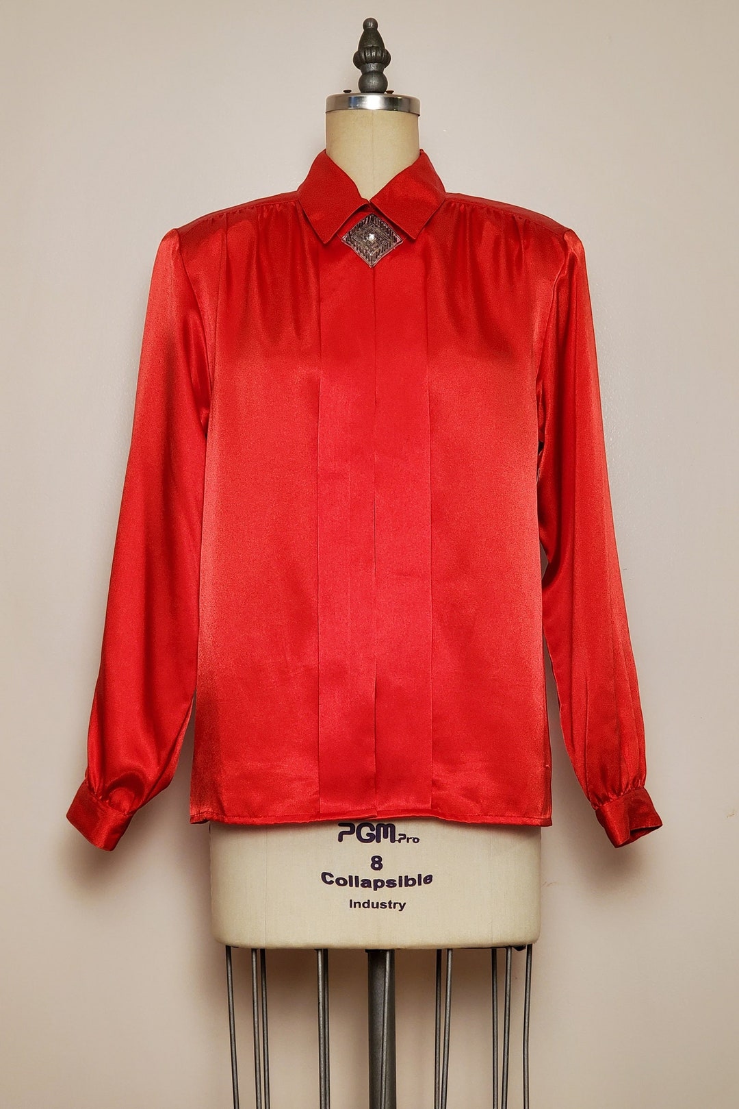 1980's Fashion Attitudes || Scarlet Red Satin || Size: Medium (6) - Etsy