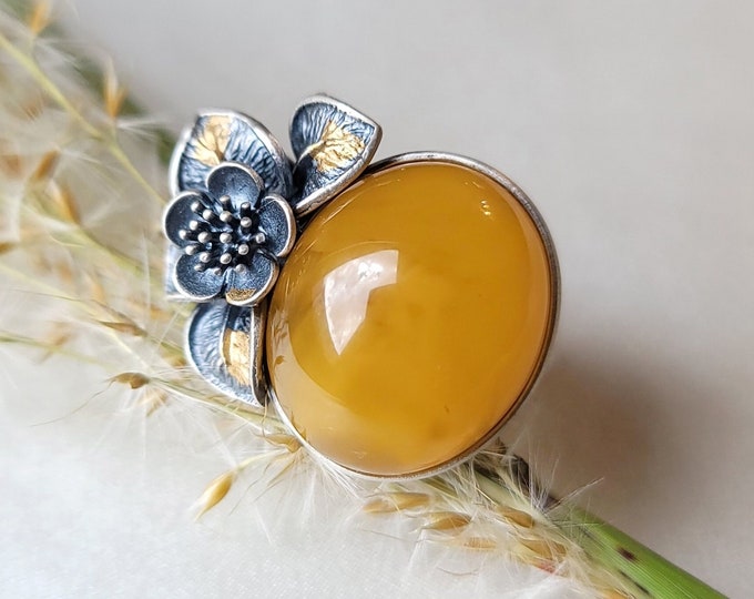 Autumn is Coming Amber Ring - Natural Amber, 925 Sterling Silver ...