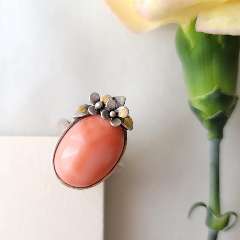 Pink Coral Ring - Etsy