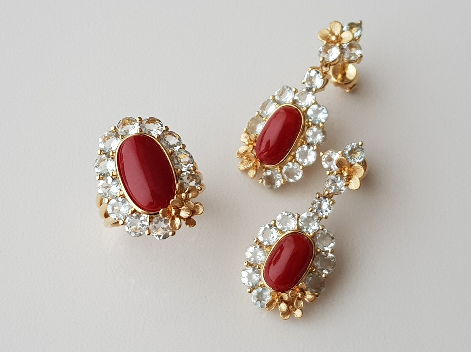 18K Gold Red Coral Ring Aka Coral Ring Gold Red Coral Ring | Etsy