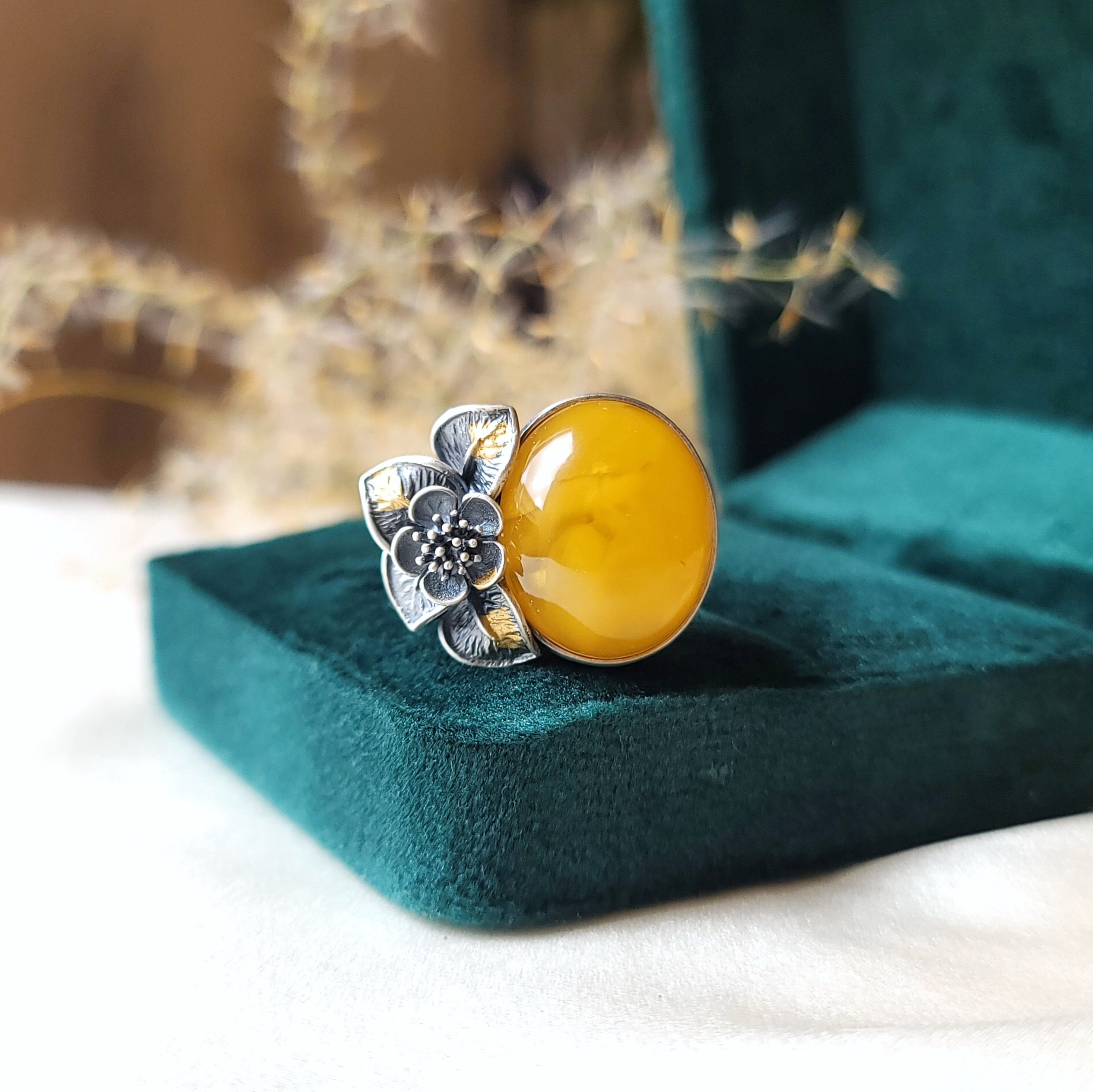 Autumn is Coming Amber Ring Natural Amber 925 Sterling - Etsy