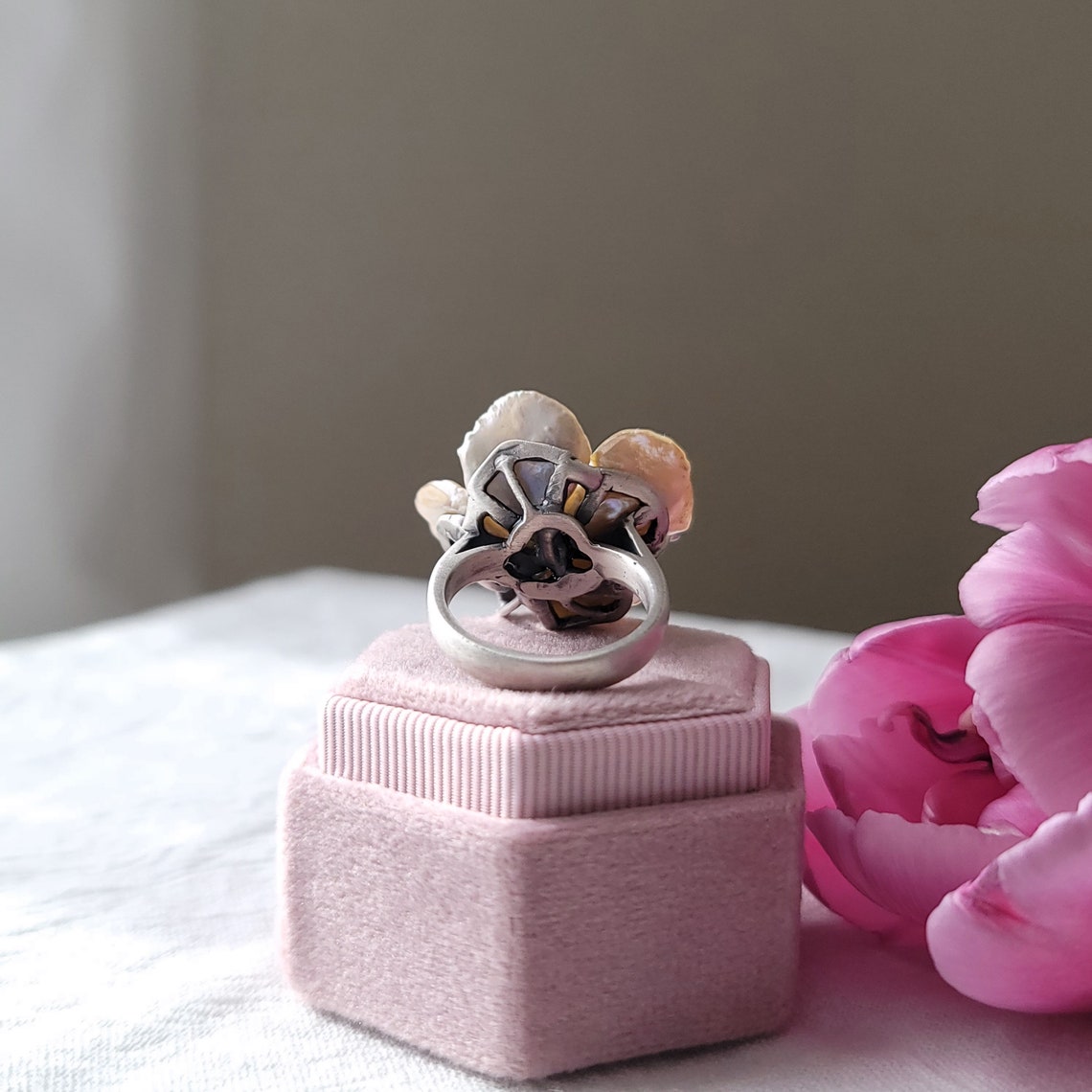 Lucky Flowers Ring Natural Freshwater Baroque Pearls Silver - Etsy