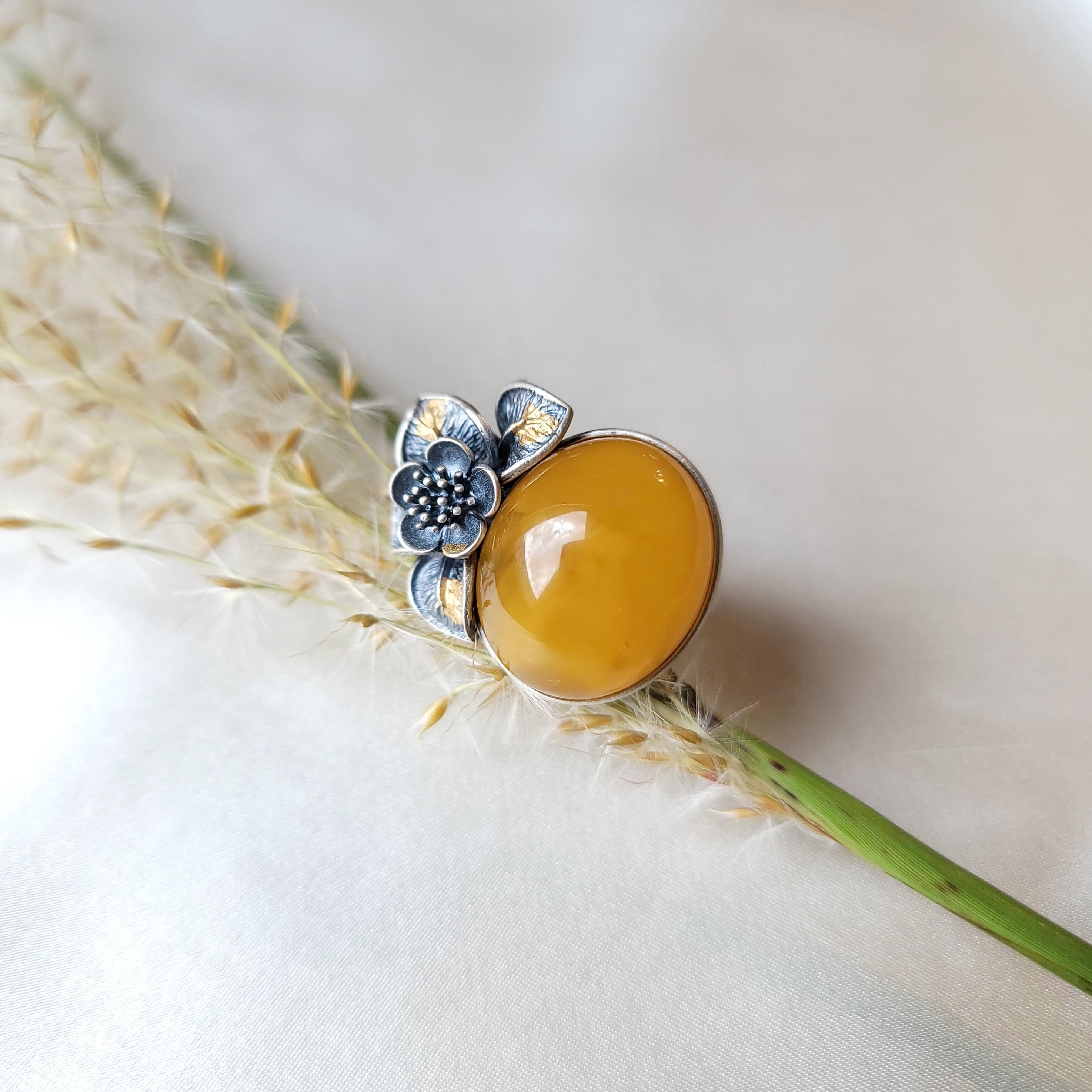Autumn is Coming Amber Ring Natural Amber 925 Sterling - Etsy
