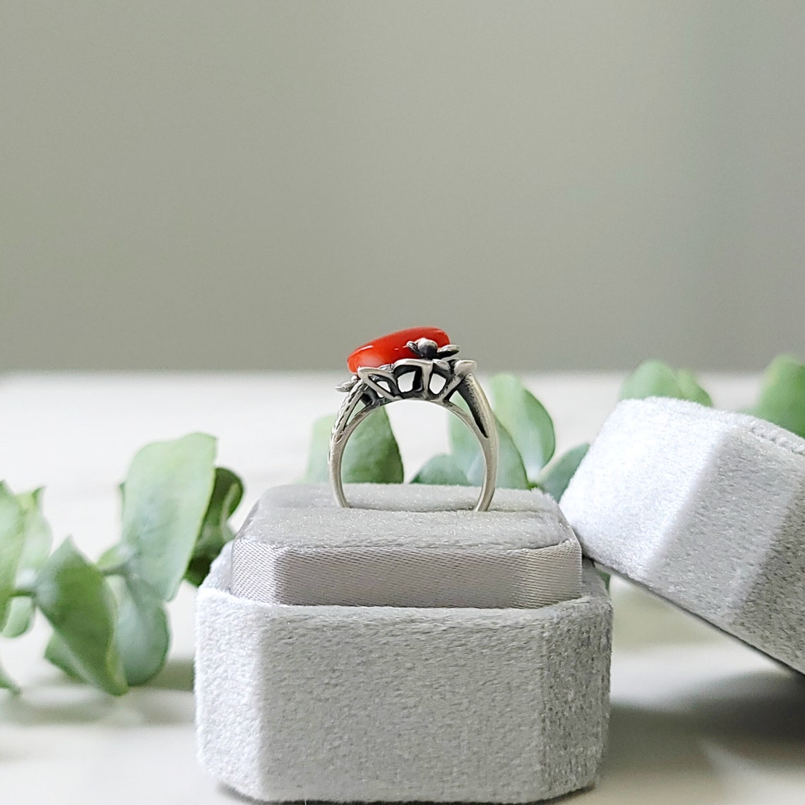 Singing Bird Ring Natural Aka Red Coral Handmade Ring - Etsy