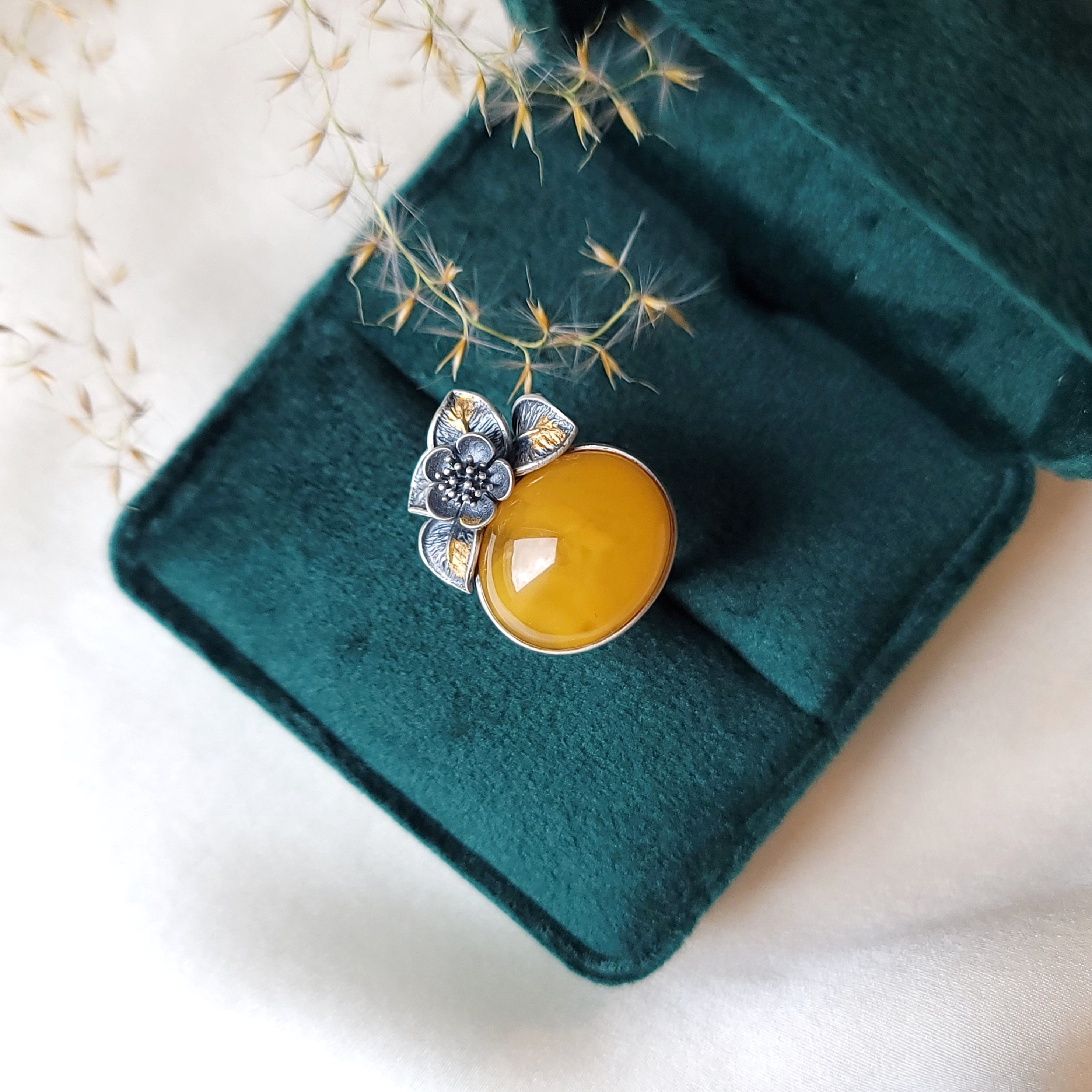 Autumn is Coming Amber Ring Natural Amber 925 Sterling - Etsy