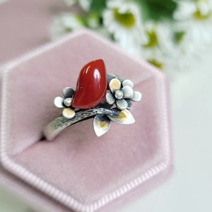 Singing Bird Ring Natural Aka Red Coral Handmade Ring - Etsy