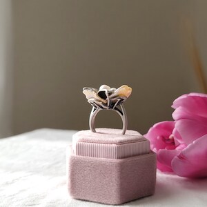 Lucky Flowers Ring Natural Freshwater Baroque Pearls, Silver Ring ...