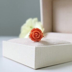 Rose Coral Ring - Natural Momo Coral, 14K Rose Gold, Handmade Ring ...