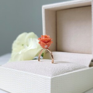 Rose Coral Ring - Natural Momo Coral, 14K Rose Gold, Handmade Ring ...