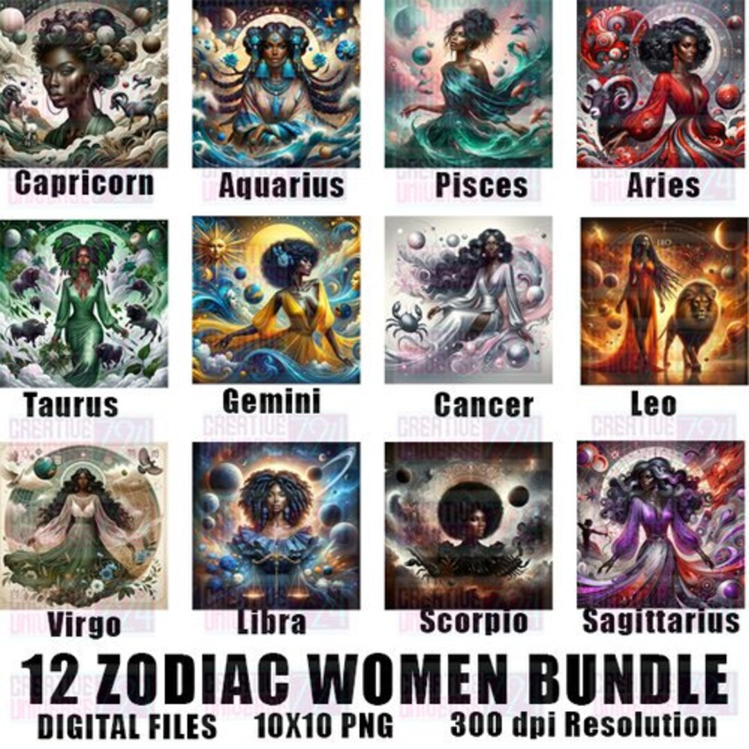 Zodiac Bundle Sublimation Design for 20 Oz Skinny Tumbler, Shirts, DTF ...