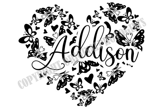Heart Svg Addison Svg Addison Heart Svg Butterfly Heart - Etsy Finland