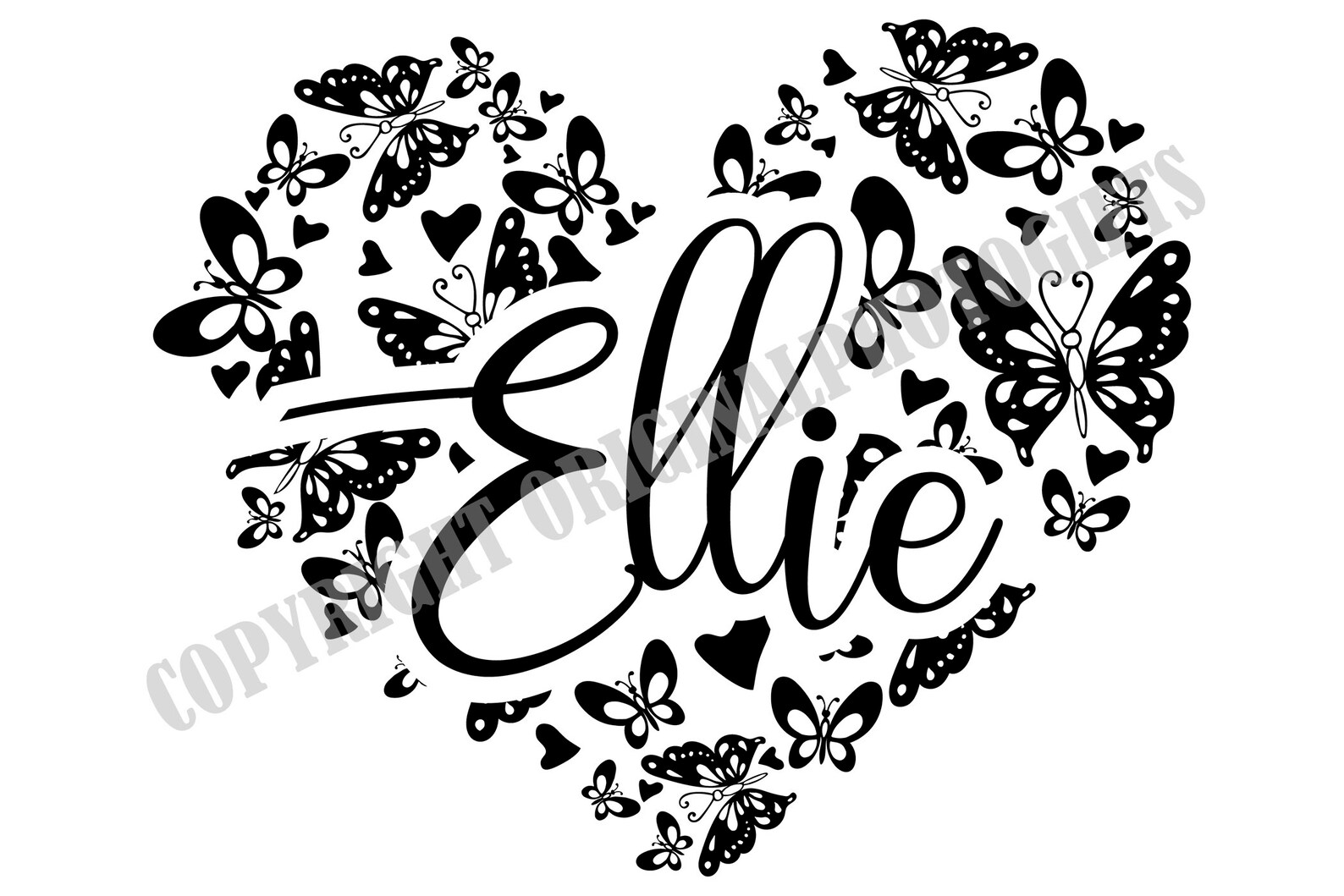 Heart Svg Ellie Svg Ellie Heart Svg Butterfly Heart Svg - Etsy