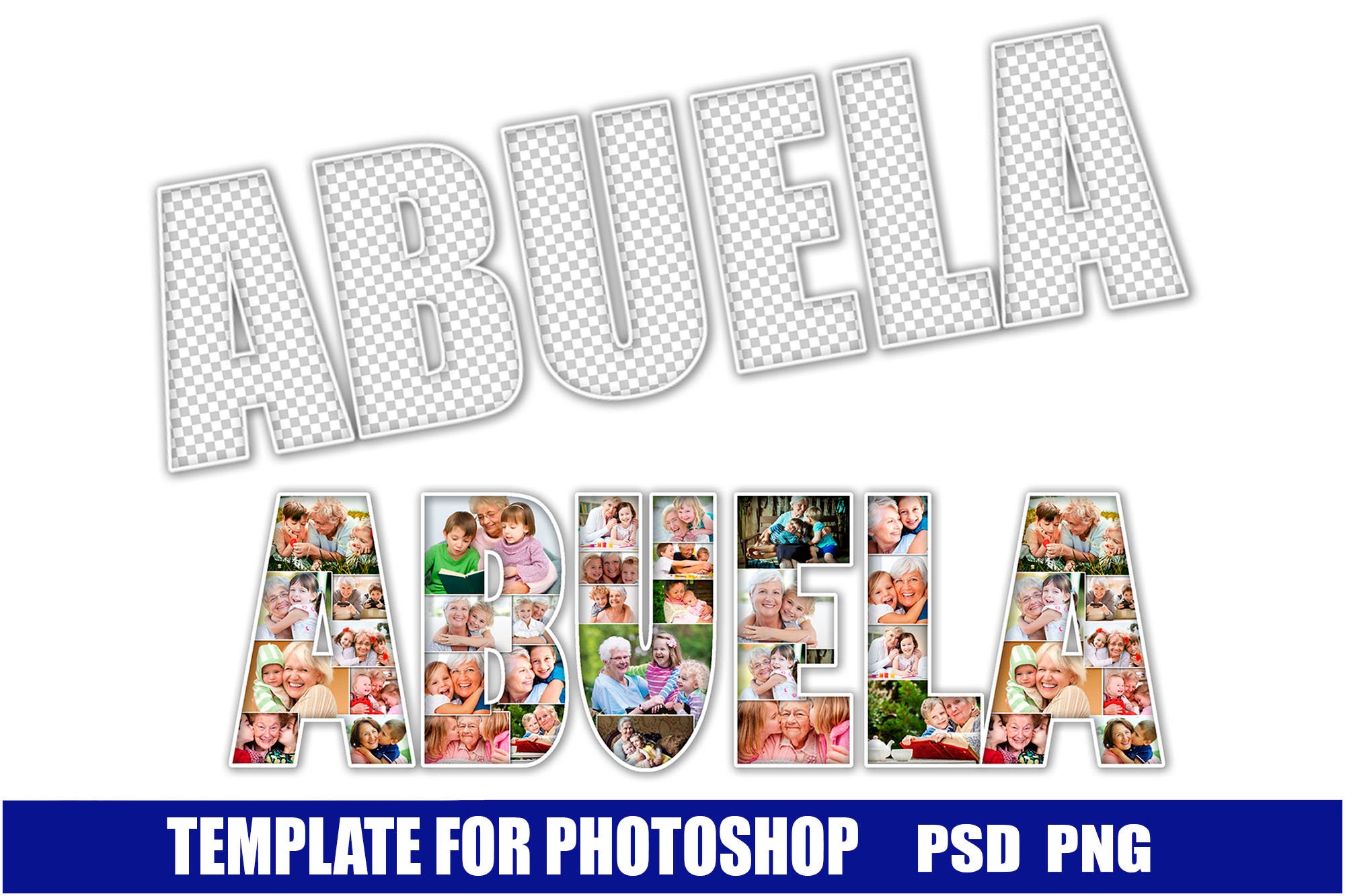 Plantilla para Photoshop palabras Abuela abuela word design - Etsy México