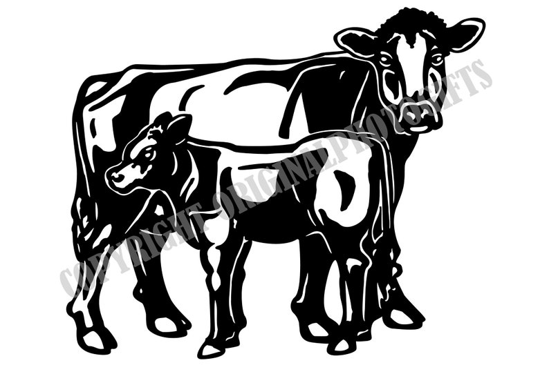 Cow & Calf Svg Cow Svg Calf Svg Scene Clipart Farm Scene - Etsy Denmark