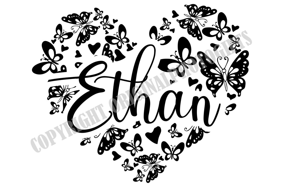 Heart Svg Ethan Svg Ethan Heart Svg Butterfly Heart Svg - Etsy Ireland
