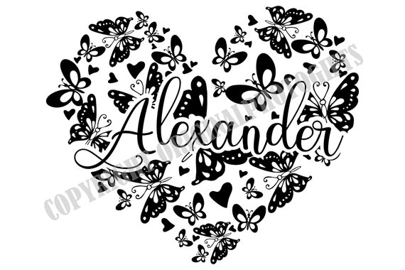 Heart Svg Alexander Svg Alexander Heart Svg Butterfly Heart - Etsy