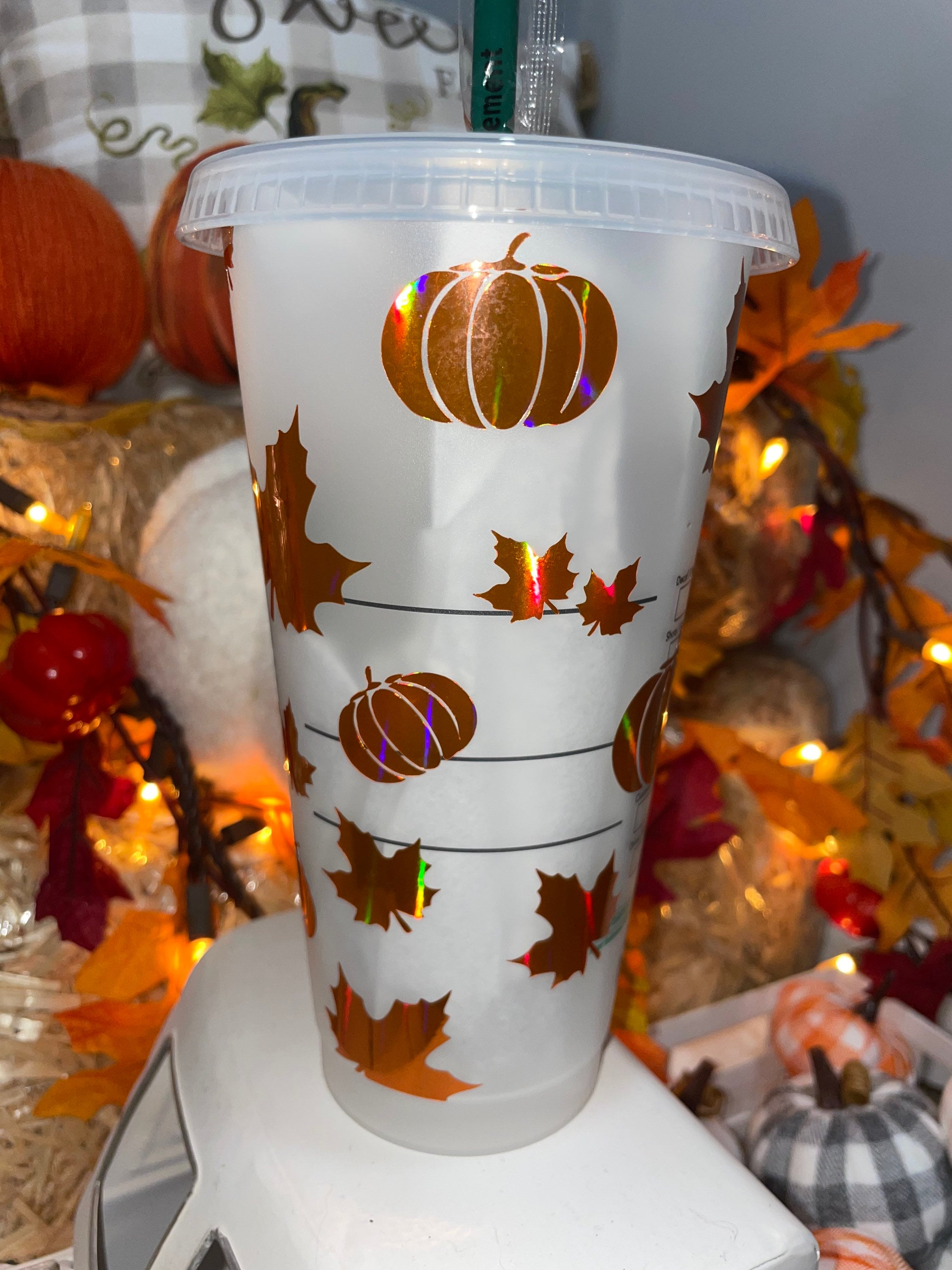 Starbucks Halloween Autumn Fall Cup Venti Cold Cup Tumbler Custom - Etsy