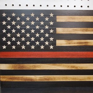 Stained and Burned Wooden Redline Flag - Etsy
