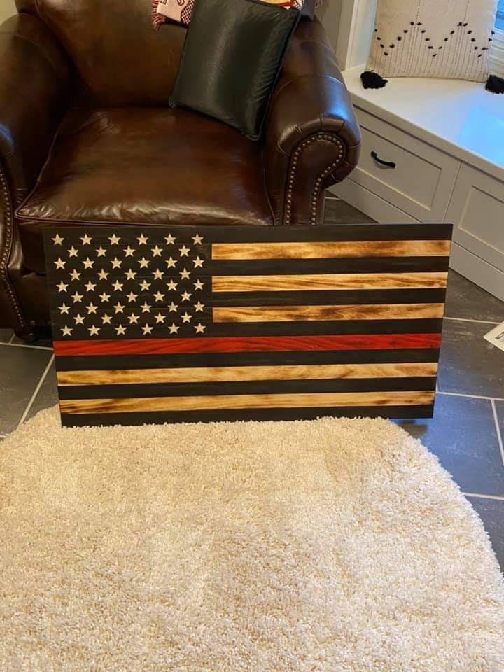 Stained and Burned Wooden Redline Flag - Etsy