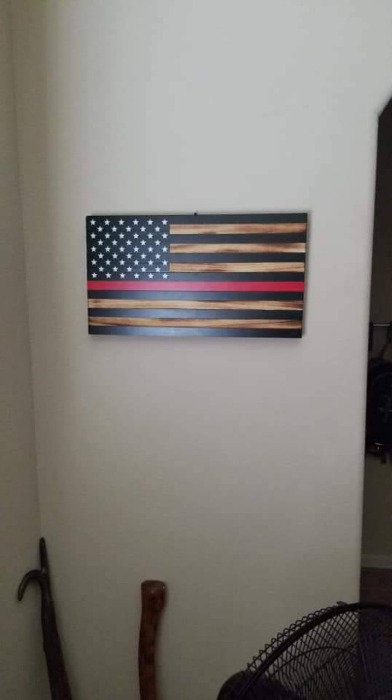 Stained and Burned Wooden Redline Flag | Etsy