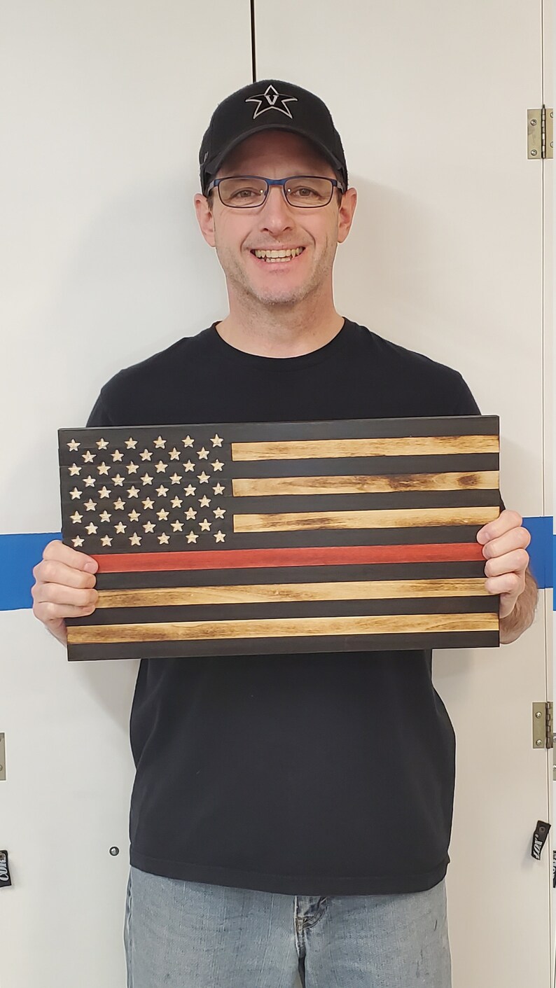 Stained and Burned Wooden Redline Flag | Etsy