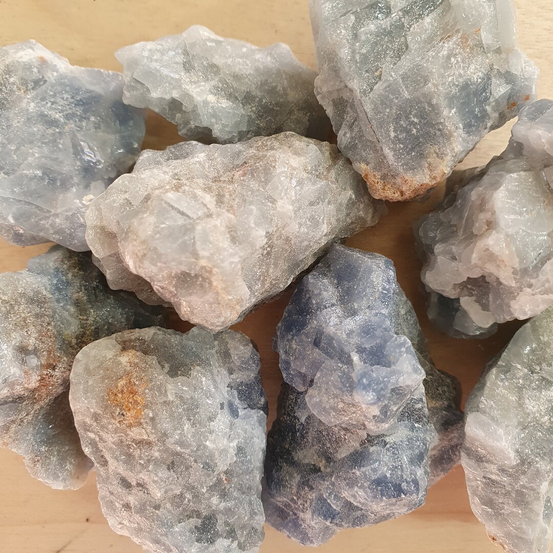 Natural Blue Calcite, Raw, Soothing, Relaxing, Protection, Throat ...