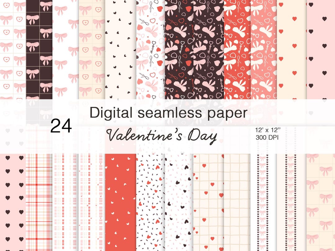 Watercolor Hearts - Valentine's Day. Seamless Digital Paper, Heart ...
