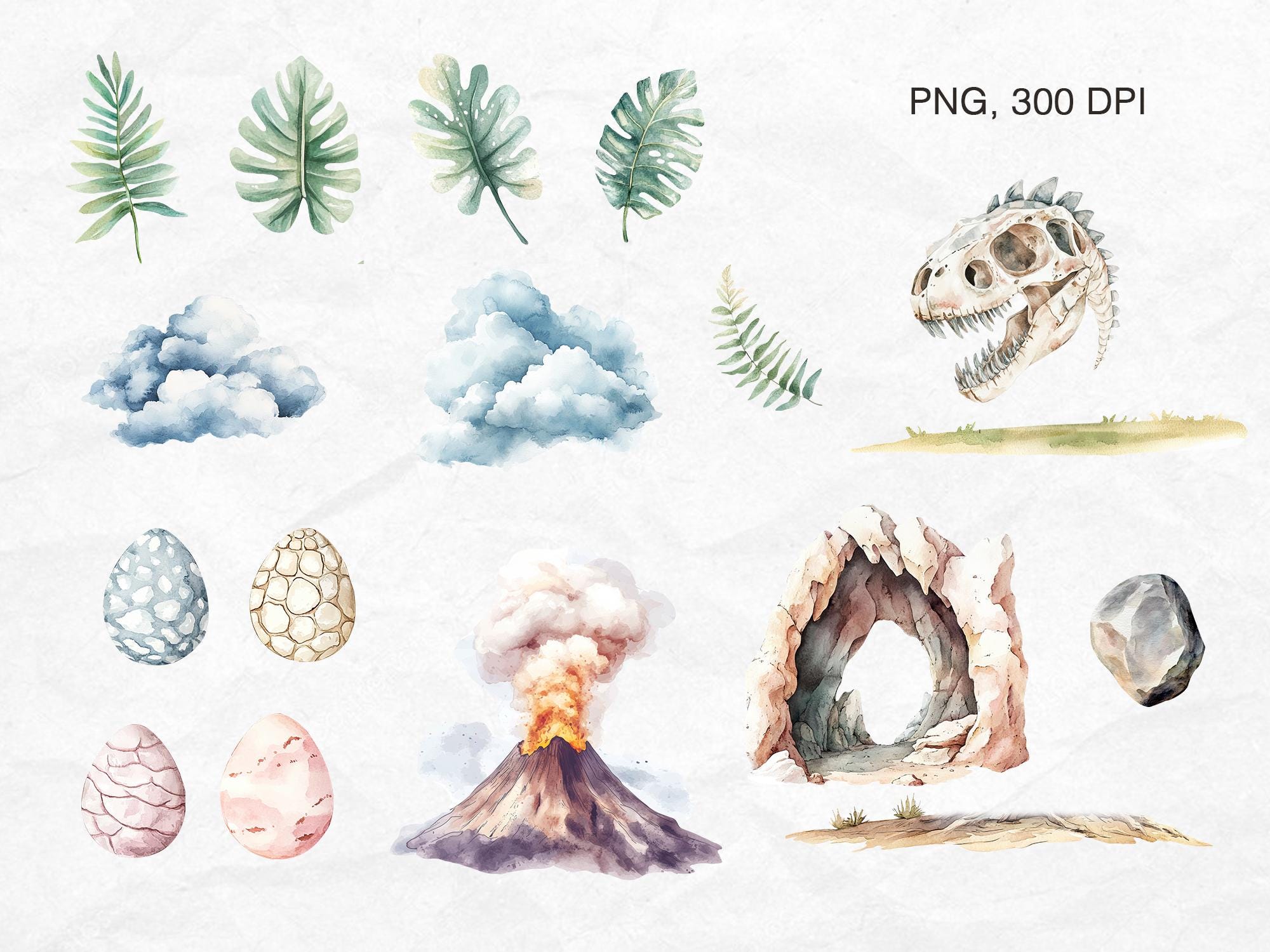 Dinosaurs Watercolor Clipart -dino Clip Art - Digital Print - PNG ...