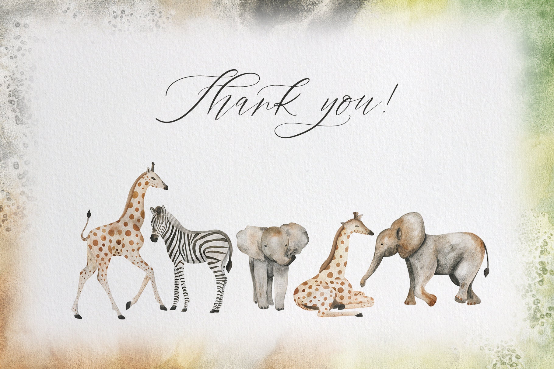 Safari Animals Watercolor Clipart: Jungle Baby Shower (digital Download ...