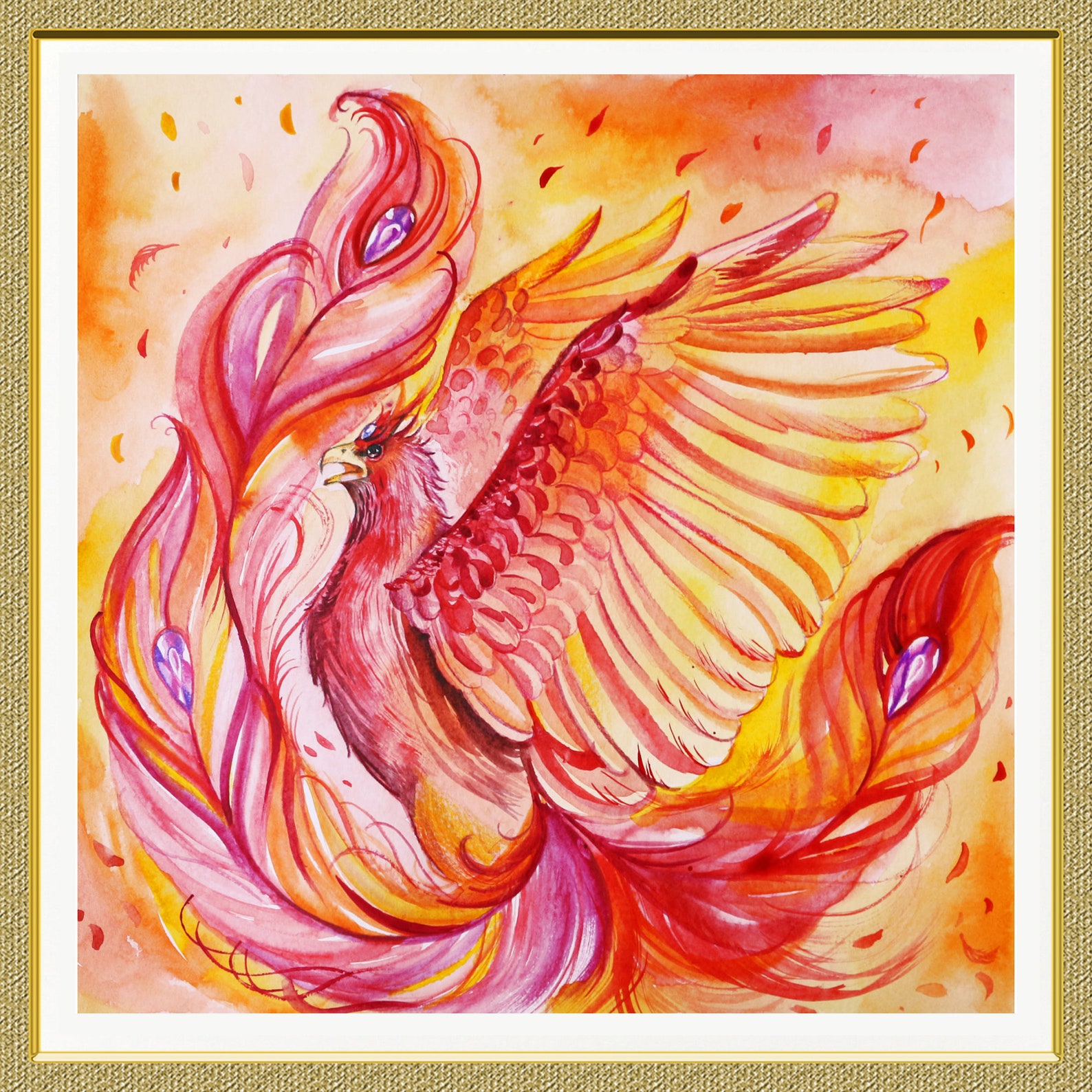 Phoenix Painting Phoenix Bird Original Art Phoenix Firebird | Etsy