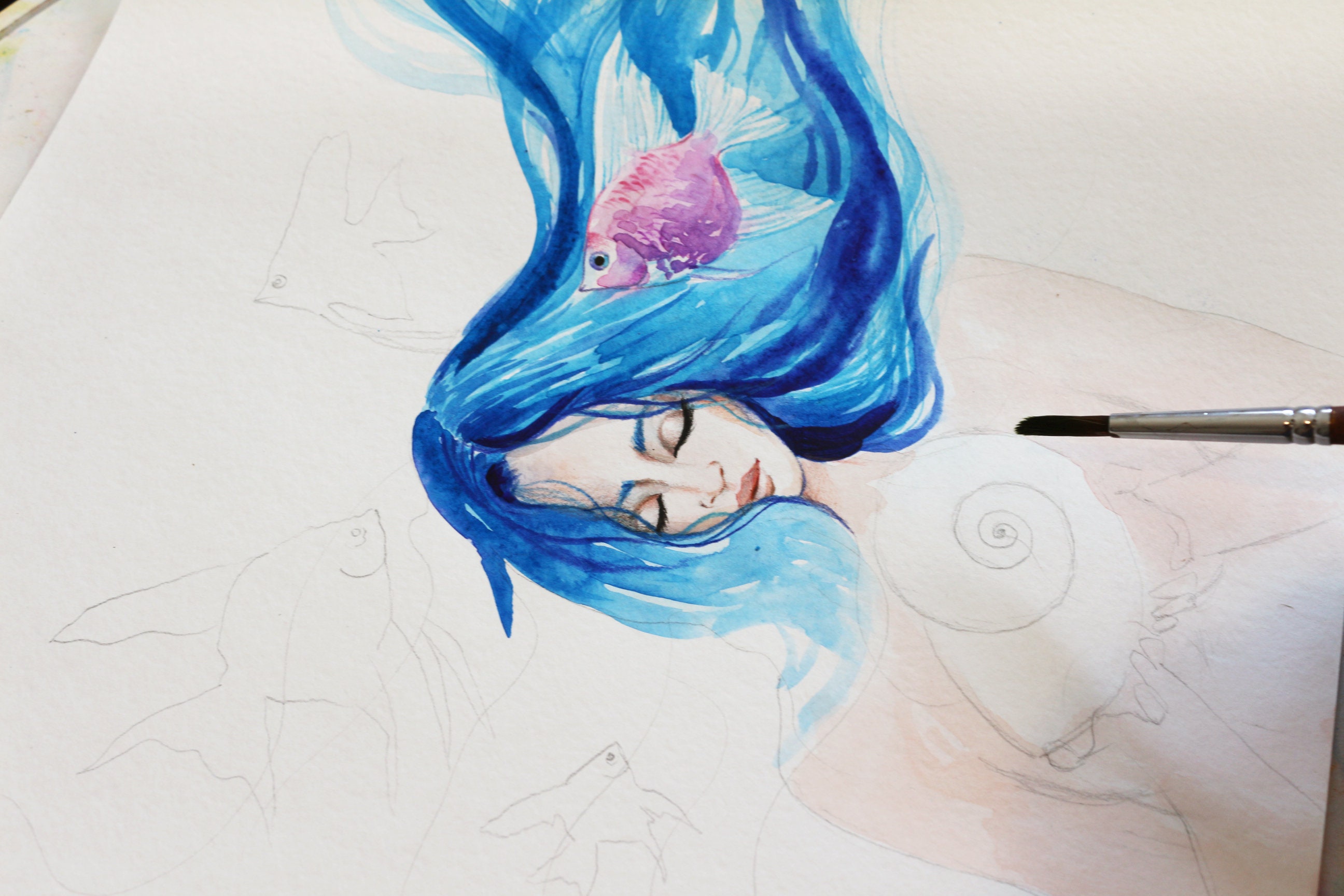 Aquarius Painting Aquarius Sign Original Art Zodiac Watercolor | Etsy