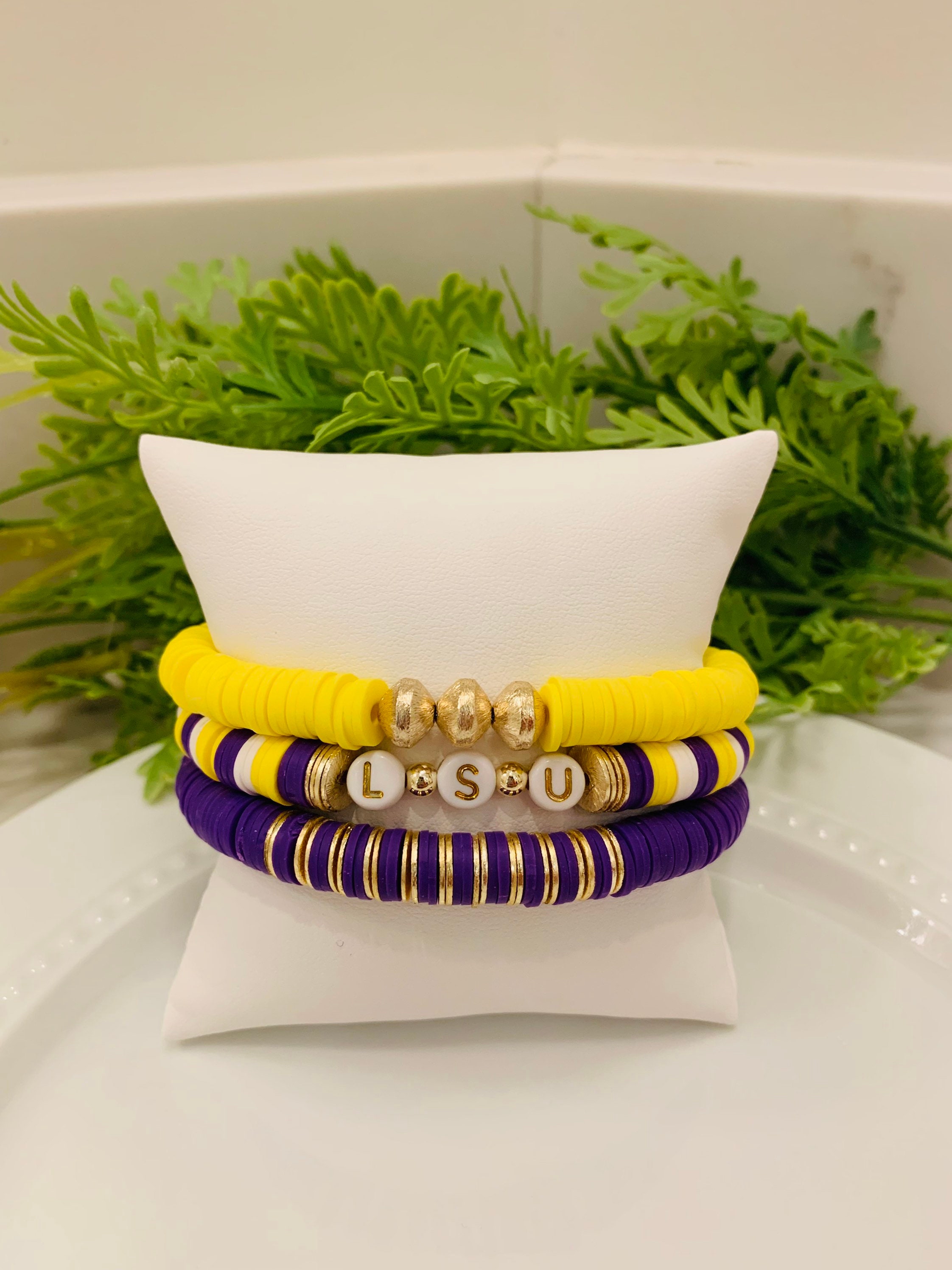 LSU Tiger Bracelet LSU Tiger Heishi Bracelet LSU Bracelet | Etsy