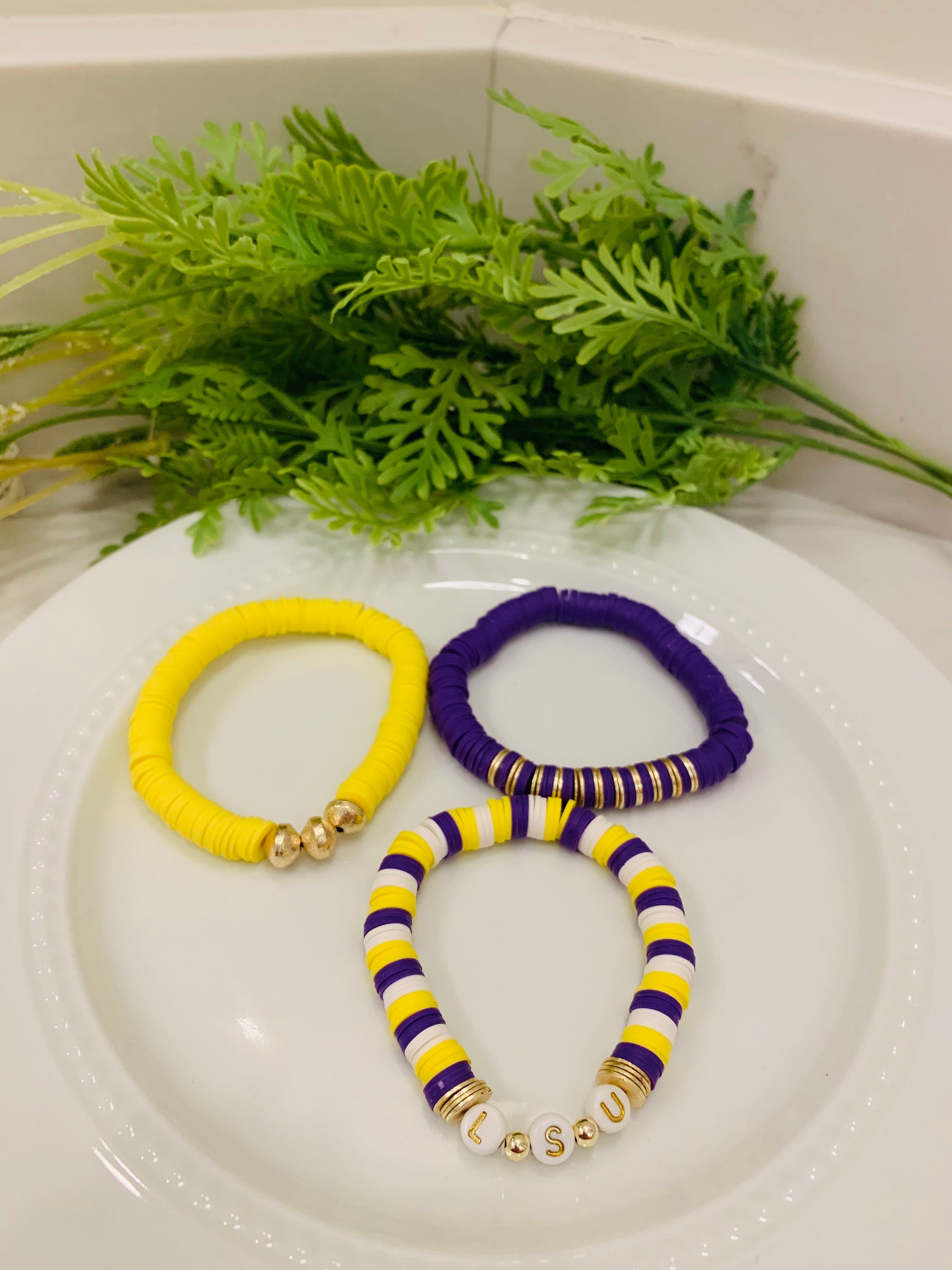 LSU Tiger Bracelet LSU Tiger Heishi Bracelet LSU Bracelet | Etsy