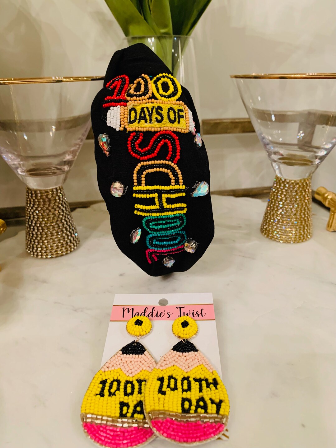 100th Day of School Headband, 100th Day of School Earrings, 100th Day ...