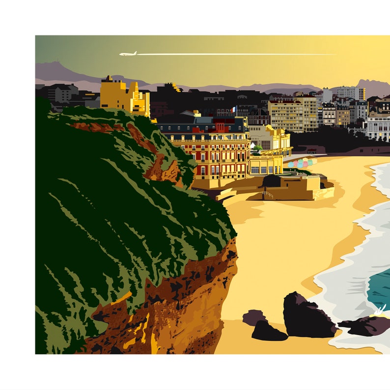 Affiche Biarritz / Affiche panoramique / Poster vintage / Art - Etsy México