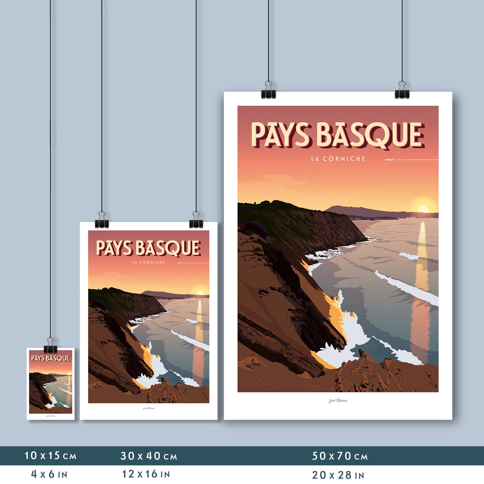 Affiche Pays Basque La Corniche Basque / Poster vintage / | Etsy France