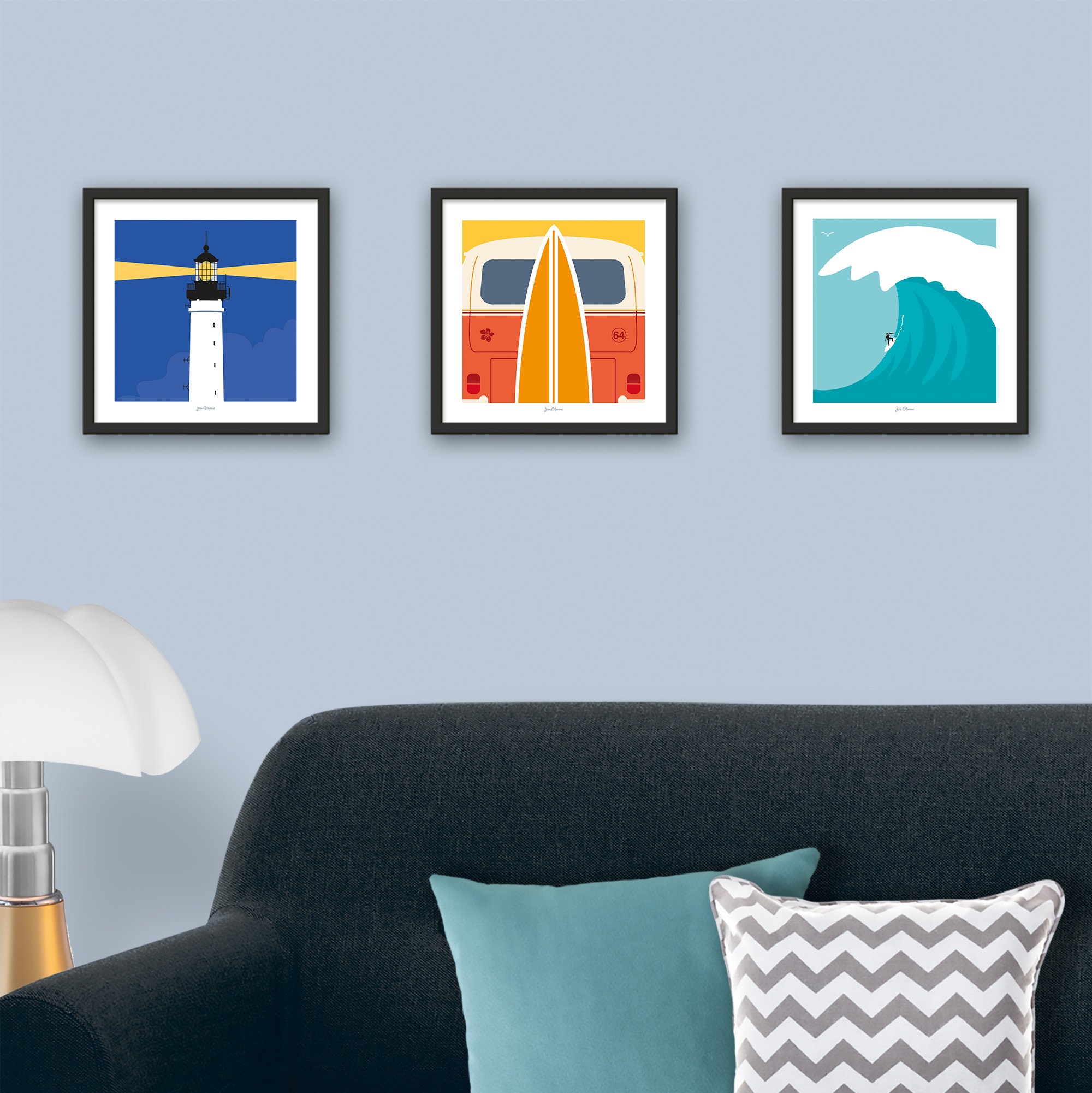 Surfing Poster / Sports Poster / VW Combi / Transporter / VW Bus ...