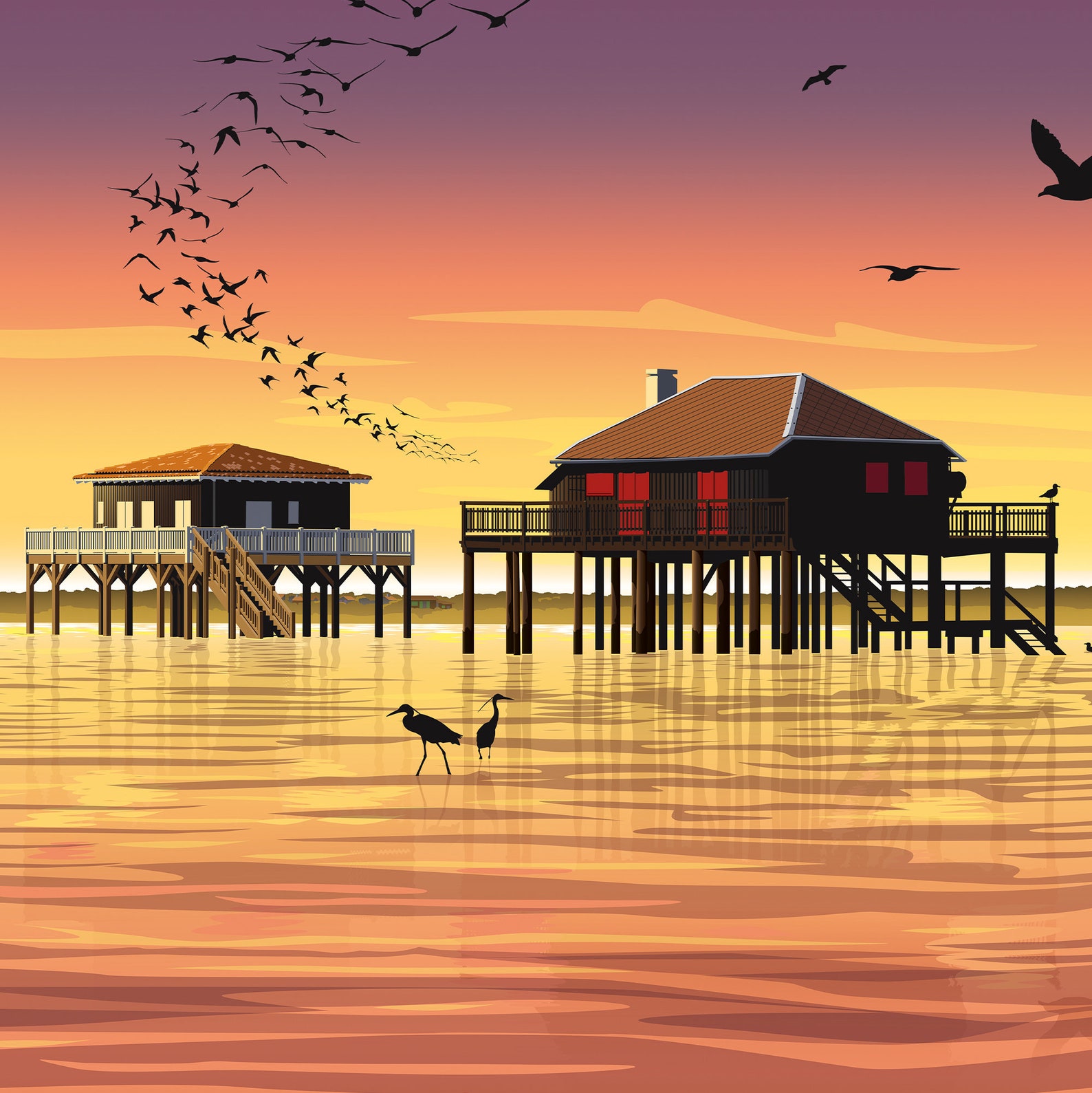 Affiche Bassin d'Arcachon / Poster vintage / Art mural / - Etsy France