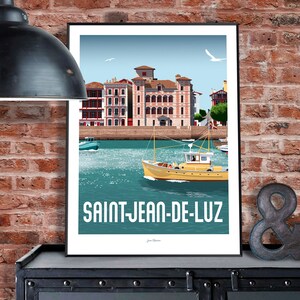 Affiche Saint-Jean-de-Luz / Poster vintage / Art mural / Art print / Deco / Pays Basque / travel ...
