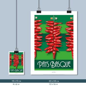 Affiche food PAYS BASQUE, le piment d'Espelette/ Poster vintage / Art ...