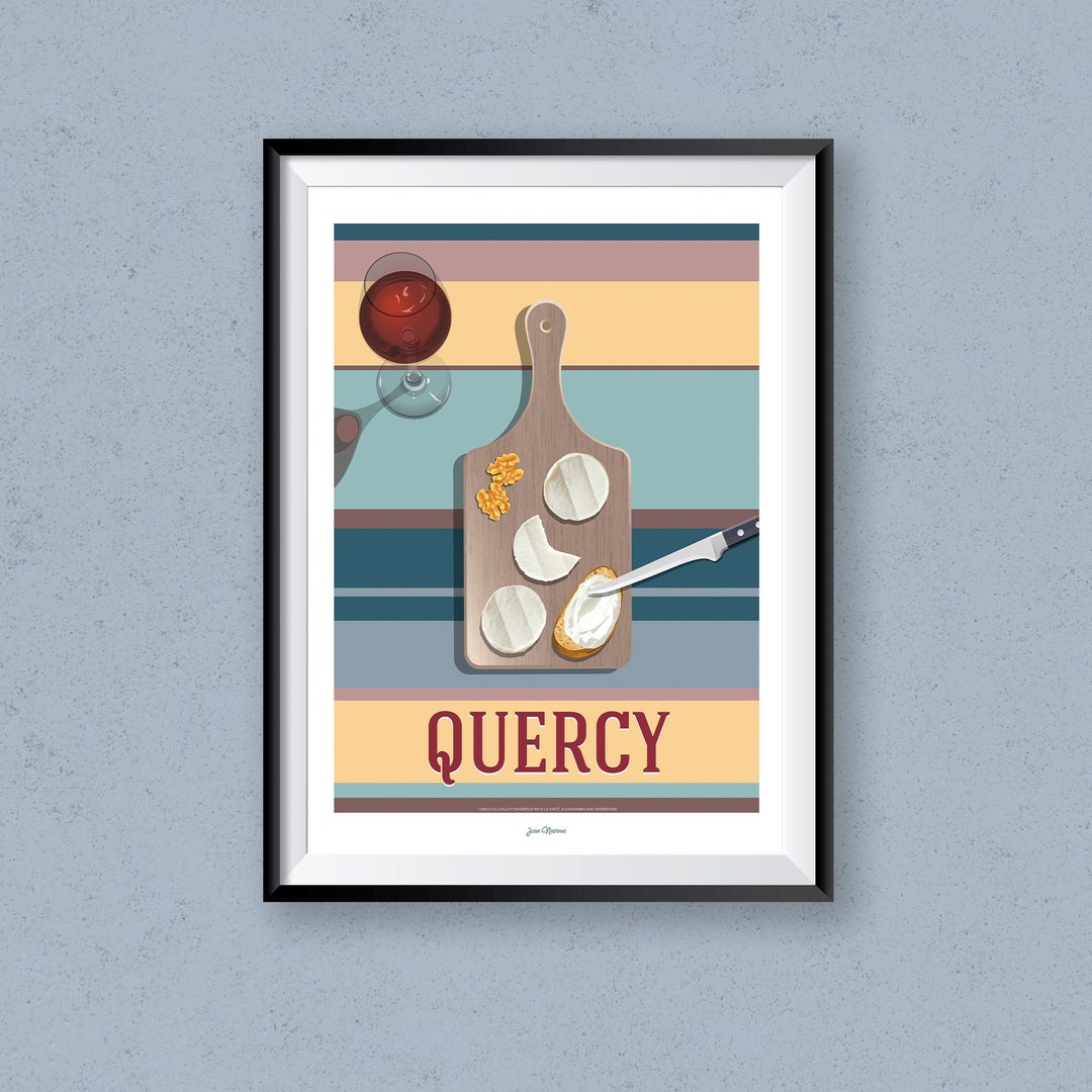 Quercy Food Poster, the Rocamadour and Its Glass of Cahors / Vintage ...