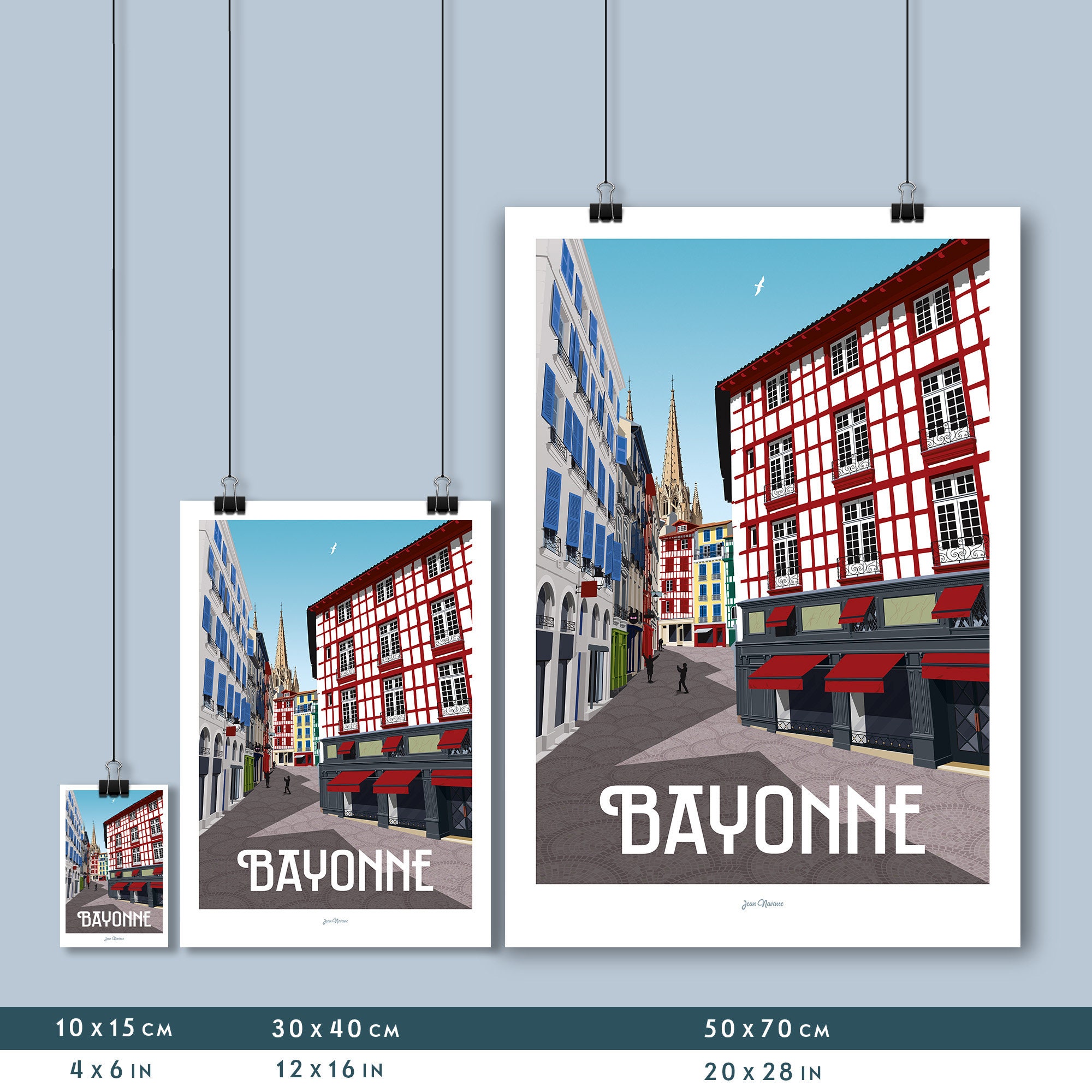 Bayonne Poster - Basque Country / Vintage Poster / Wall Art / Art Print ...