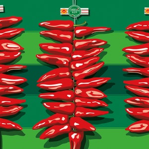 Affiche food PAYS BASQUE, le piment d'Espelette/ Poster vintage / Art ...