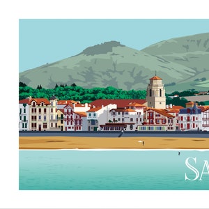Affiche Saint-Jean-de-Luz / Affiche panoramique / Poster vintage / Art mural / Art print / Deco ...
