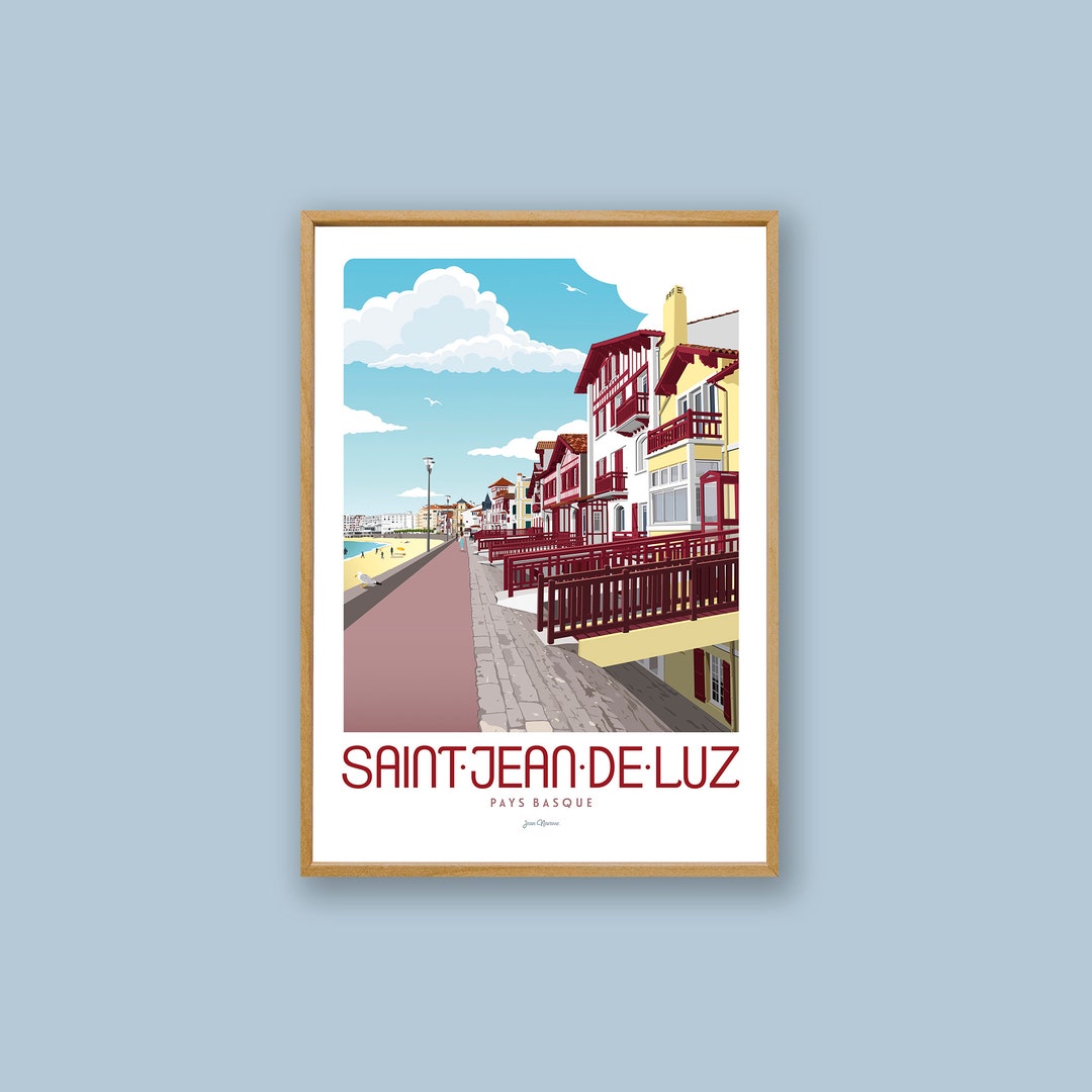 Affiche Saint-Jean-de-Luz / Poster vintage / Art mural / Art print / Deco / Plage / Pays Basque ...